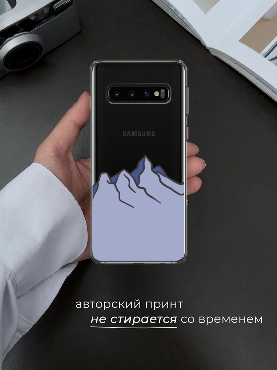 Чехол на Samsung Galaxy S10 + / Самсунг Галакси S10 Плюс с принтом "Гора", прозрачный — фото 1