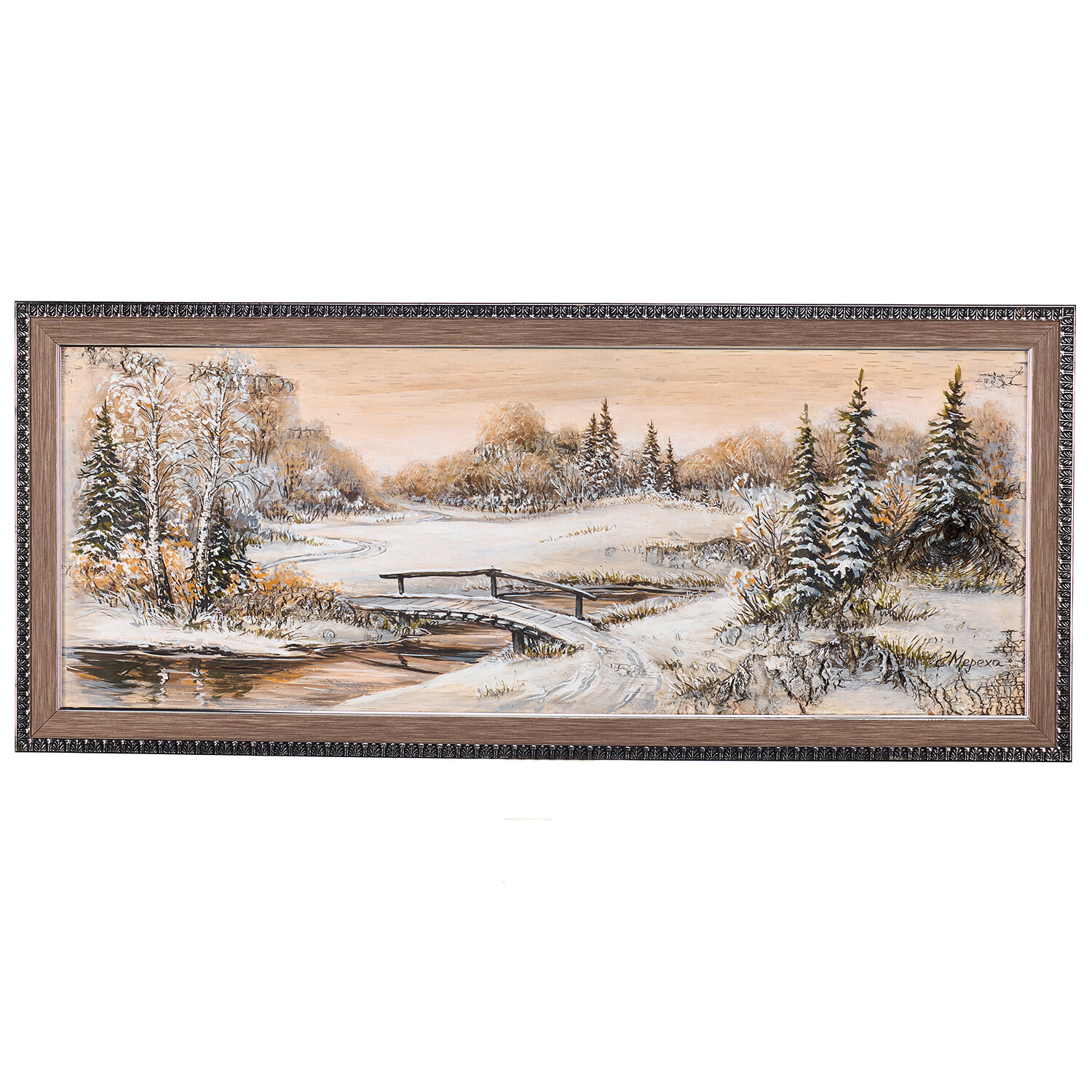 Картина на бересте "Мостик" 25х65 см