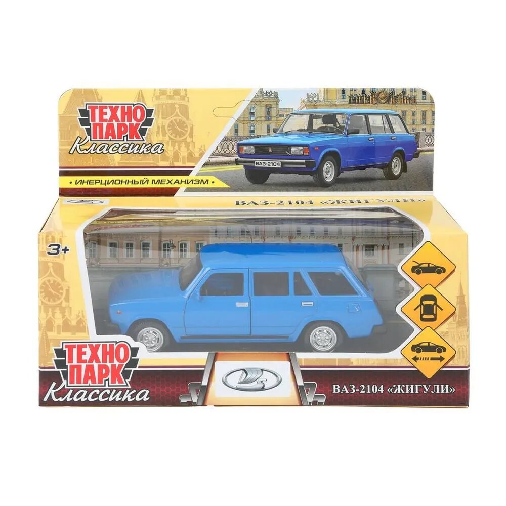 Машинка металлическая инерционная Технопарк ВАЗ-2104 Жигули, 12 см, синяя