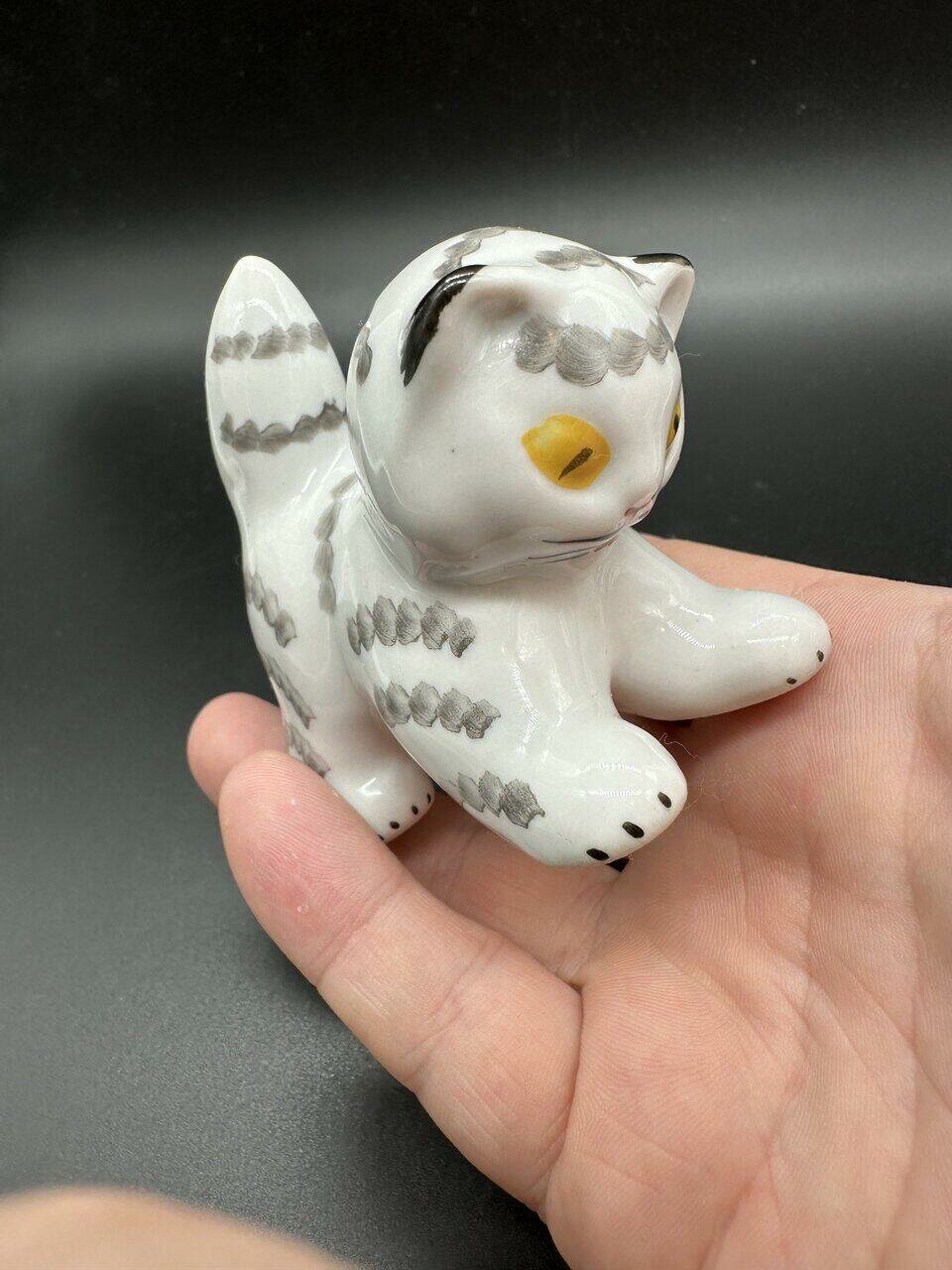 Статуэтка Фарфоровая Котёнок вербилки 1960 годы СССР Редкая