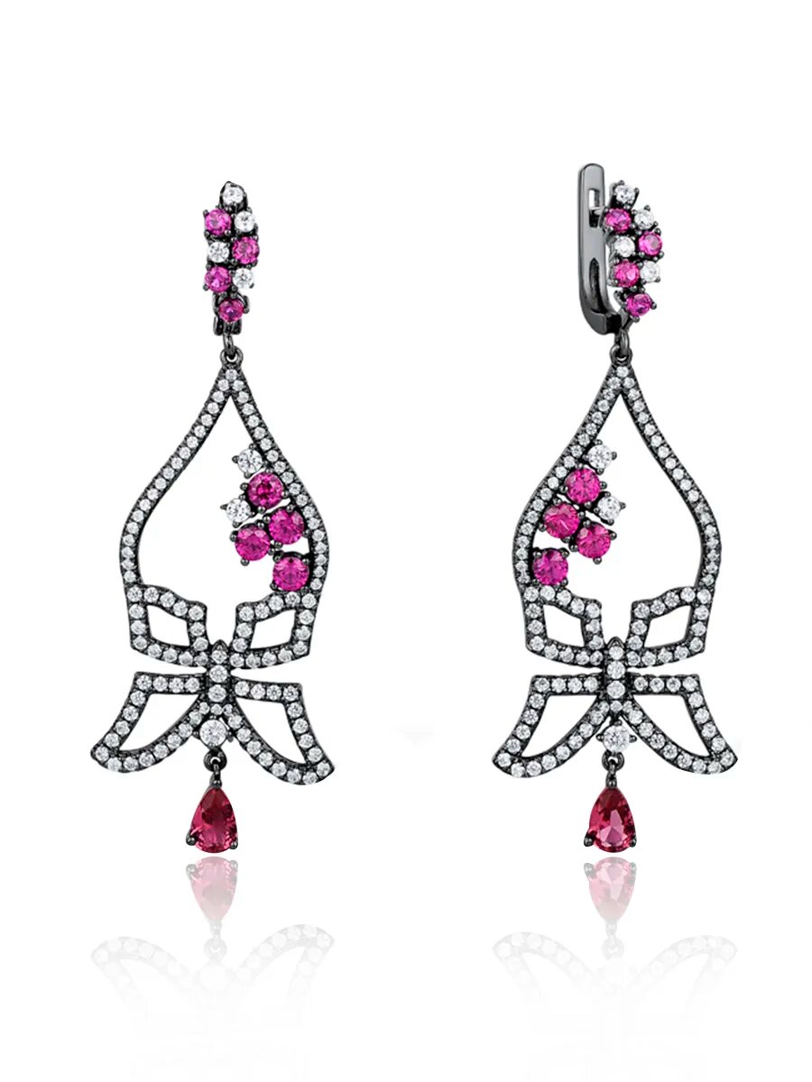 Серьги, серебро, 925 проба, фианит