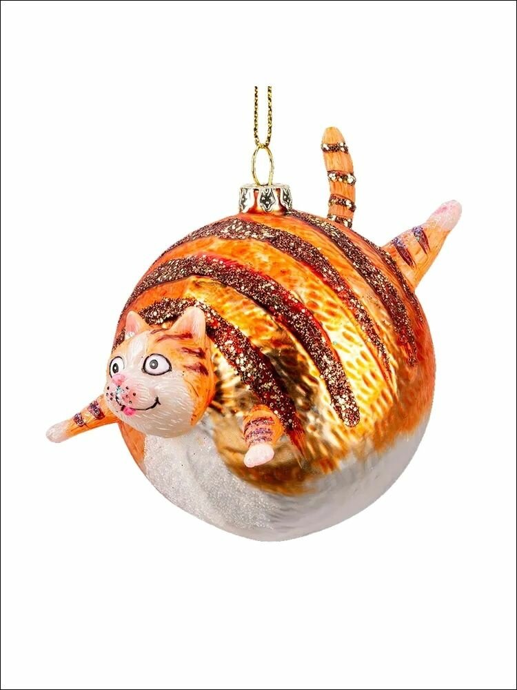 Елочная игрушка ErichKrause Decor "Кот", стекло/полирезина, дизайнерская, 9 см