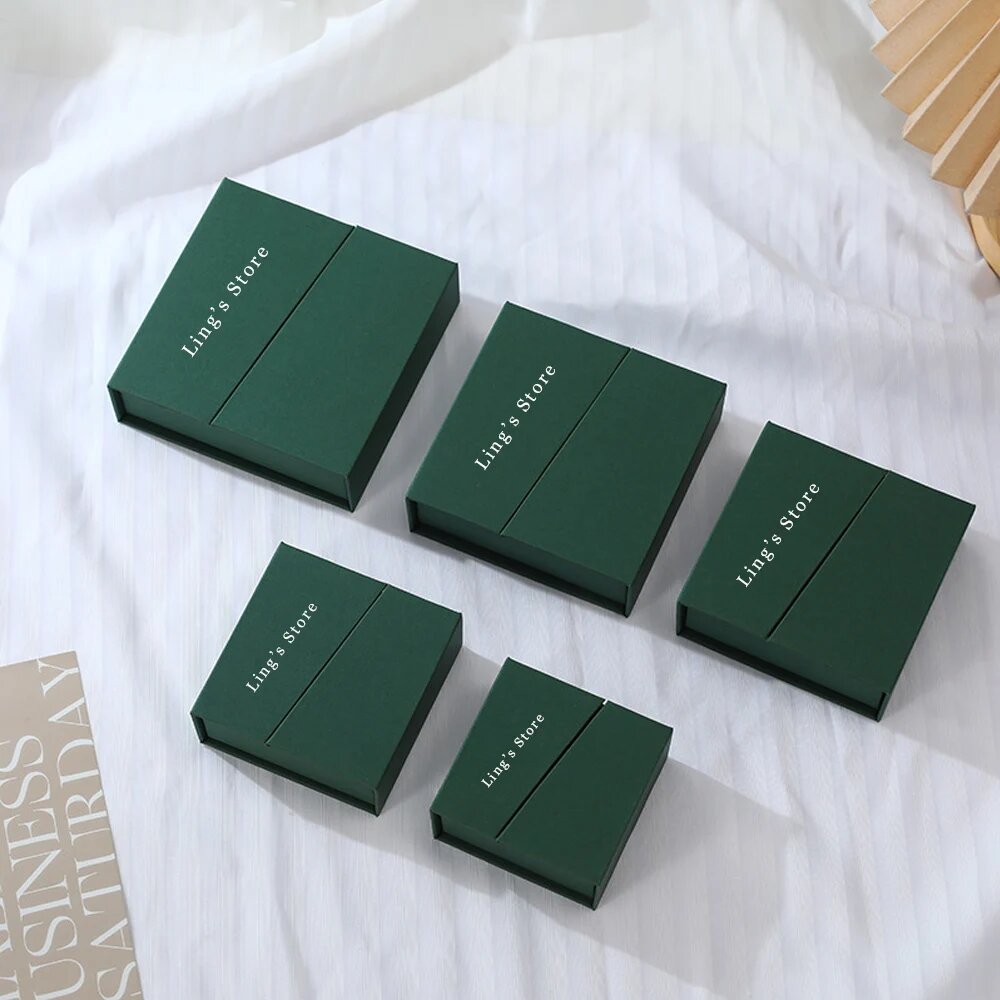 Изумрудные коробки для украшений 9x9x3.2см, 20шт