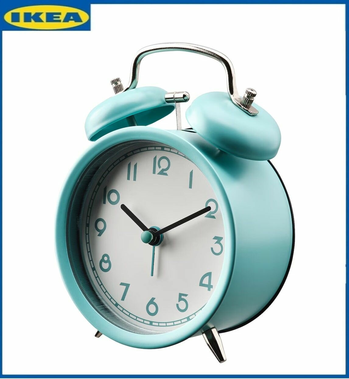 Будильник IKEA PLIRA,14х10х6 см. Часы настольные икеа плира, бирюзовый