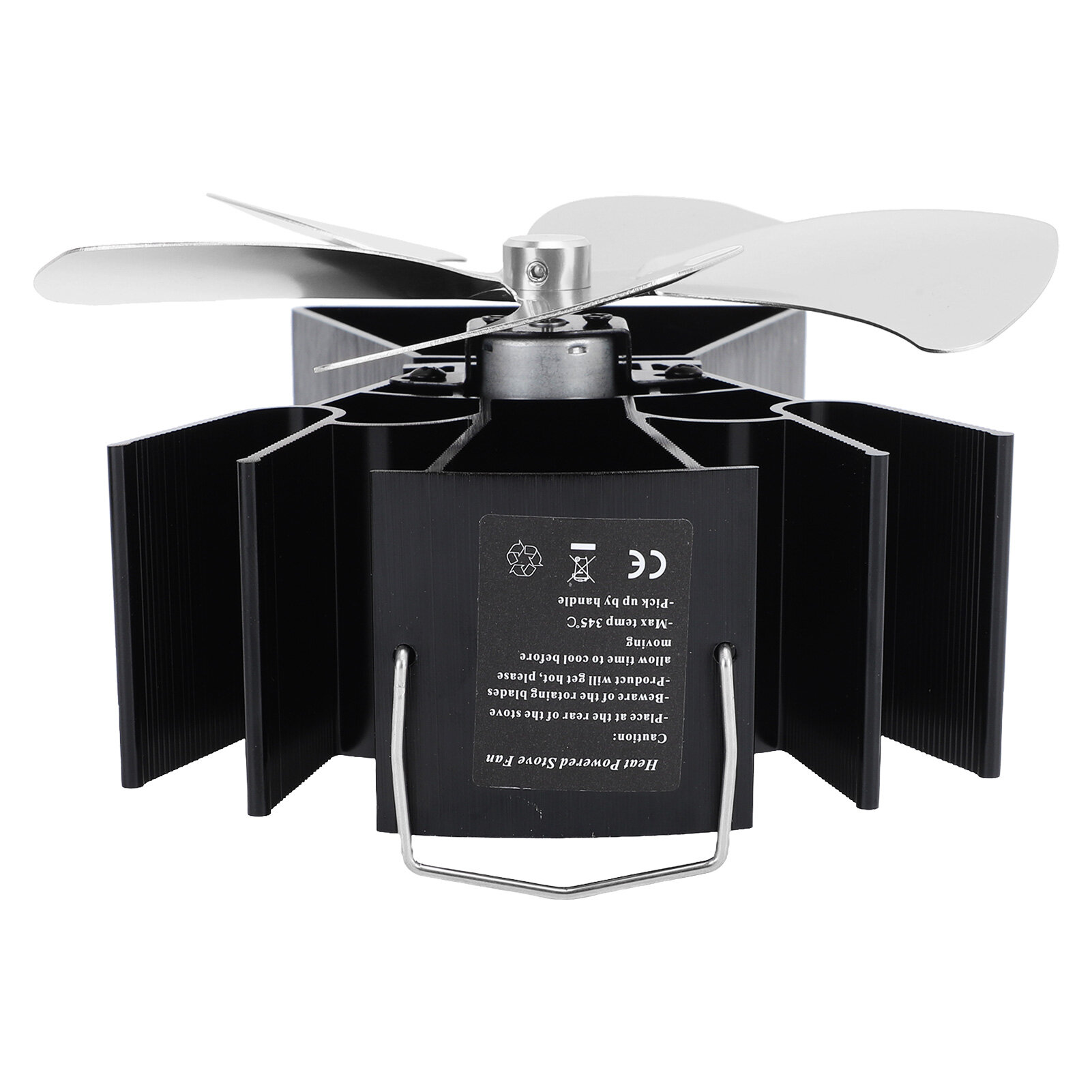 Вентилятор для дровяной печи, 5 лопастей, каминный вентилятор, вертикальное трапециевидное основание, тепловая мощность, теплая циркуляция, портативный тепловой вентилятор для домашнего лагеря, серебро