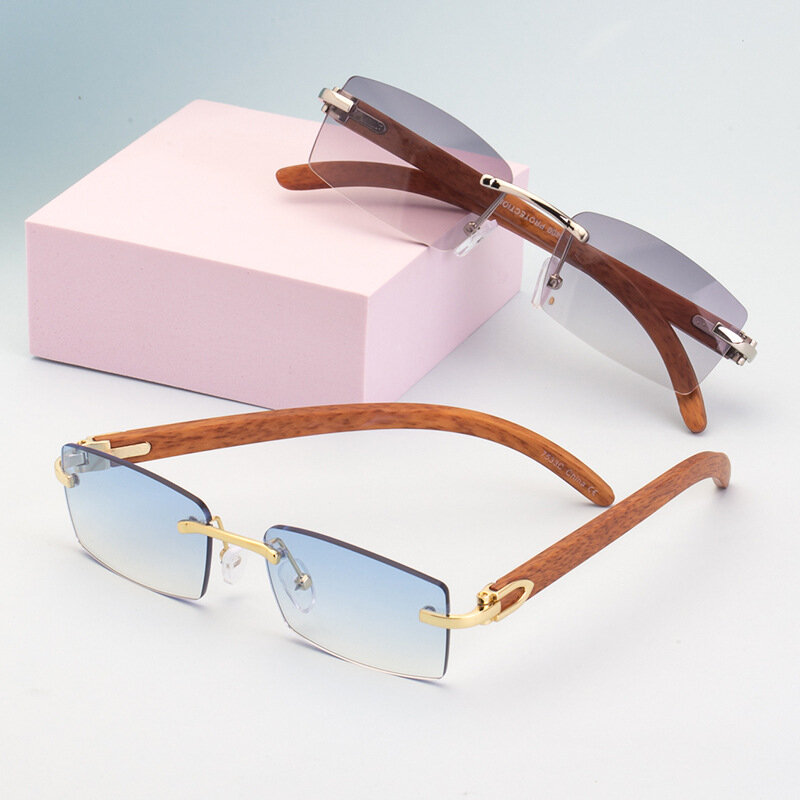 Style Новый Мужские натуральные деревянные - безрамочные модные