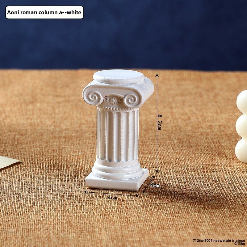 Resin roman column decor with candle holder for home office gift for adults style d