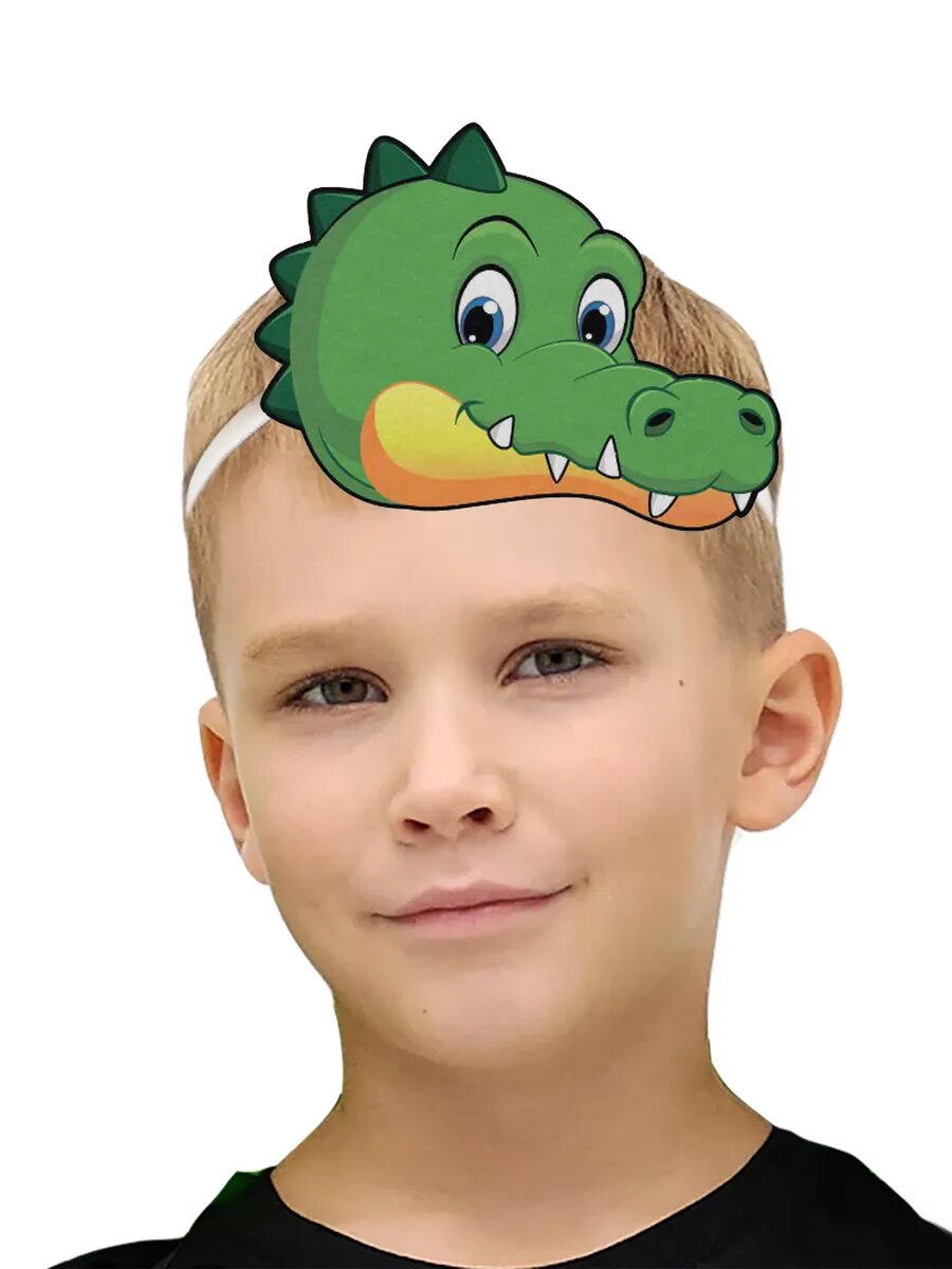 Детская карнавальная маска из фетра Крокодил, зеленый