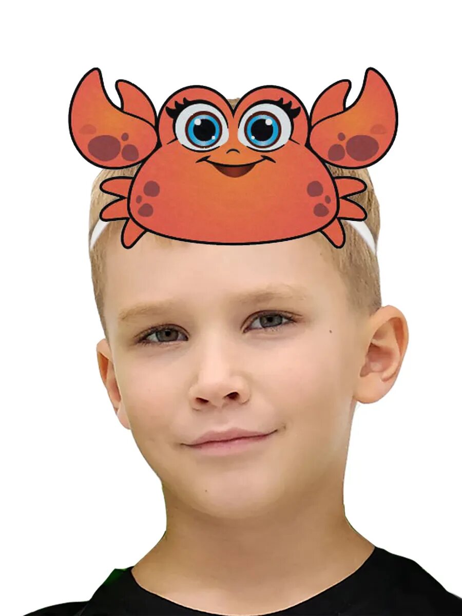 Детская карнавальная маска из фетра Краб, красный