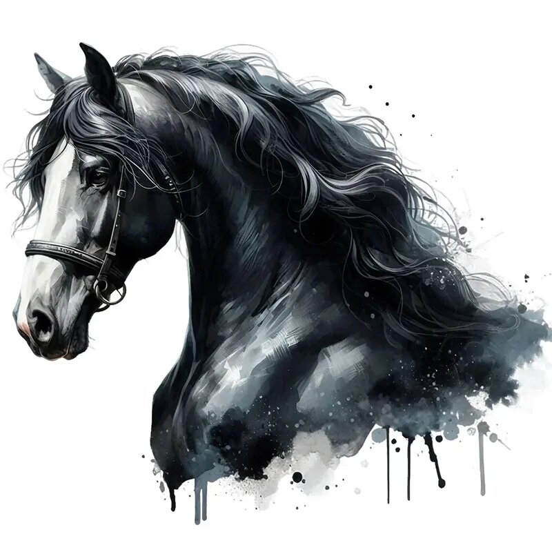 Красивая акварельная наклейка с изображением лошади, применяется для стены, двери, шкафа, окна, украшения автомобиля, виниловые наклейки с животными, художественные обои
