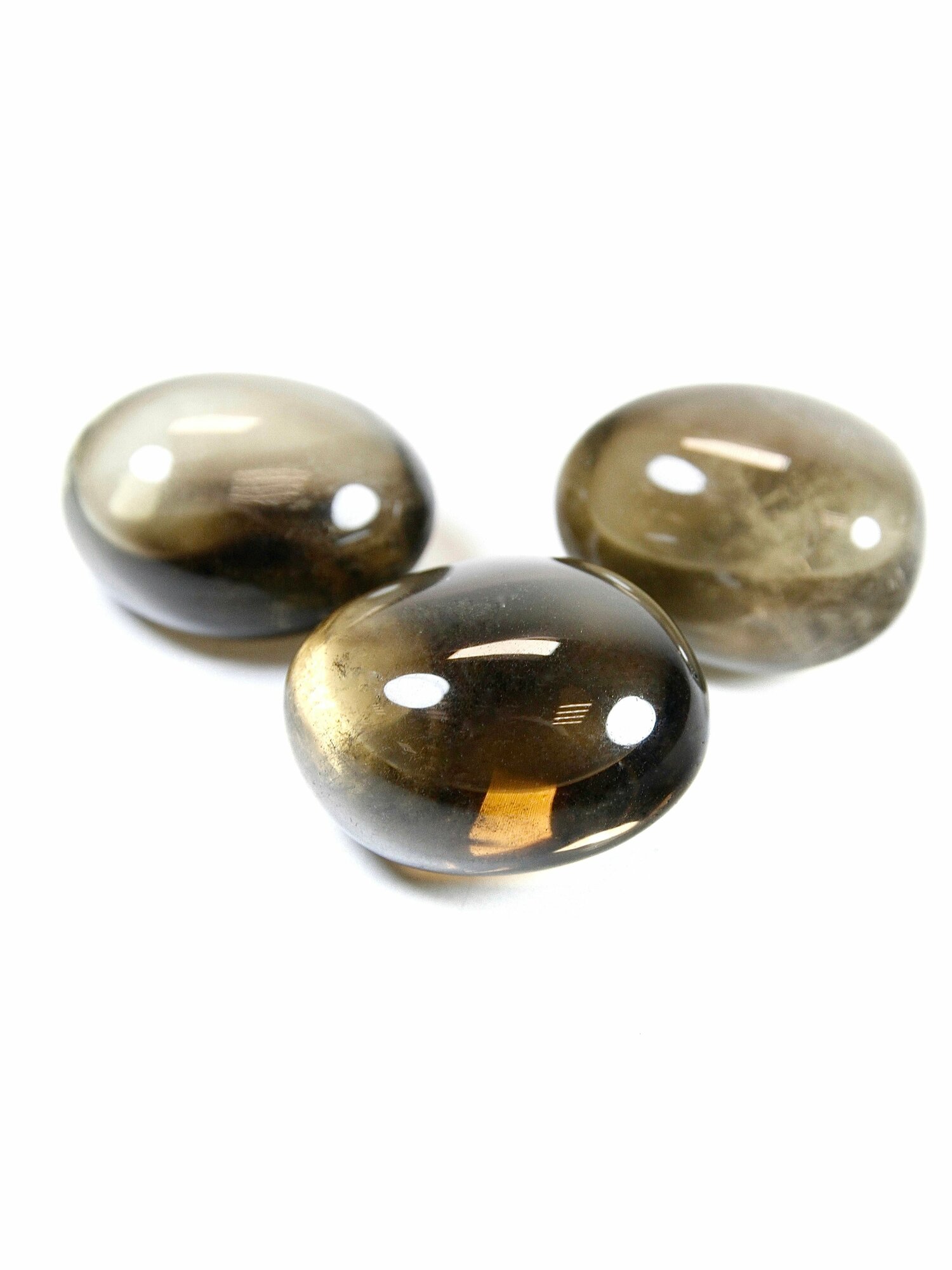 Раухтопаз - 1.5-2 см, натуральный камень, галтовка, 3 шт - для декора, поделок, бижутерии