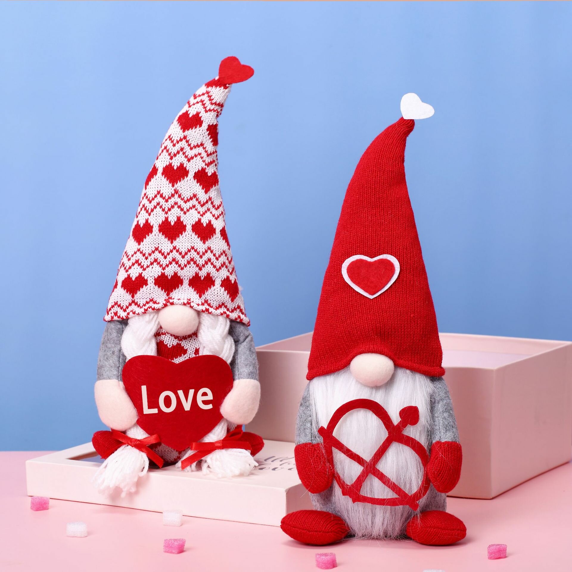 CY Украшения из ткани "Кукла-гном" ко Дню святого Валентина, Сердце Купидона, Безликая кукла, 2 шт