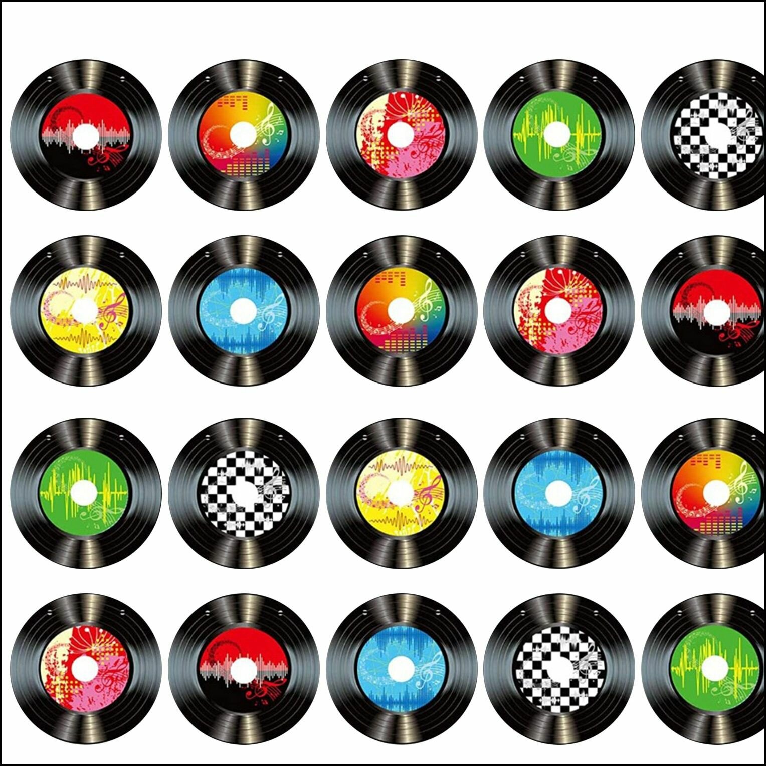 20шт 6-дюймовые бумажные пластинки с красочным вырезом для декора стен для тематической вечеринки 50 s