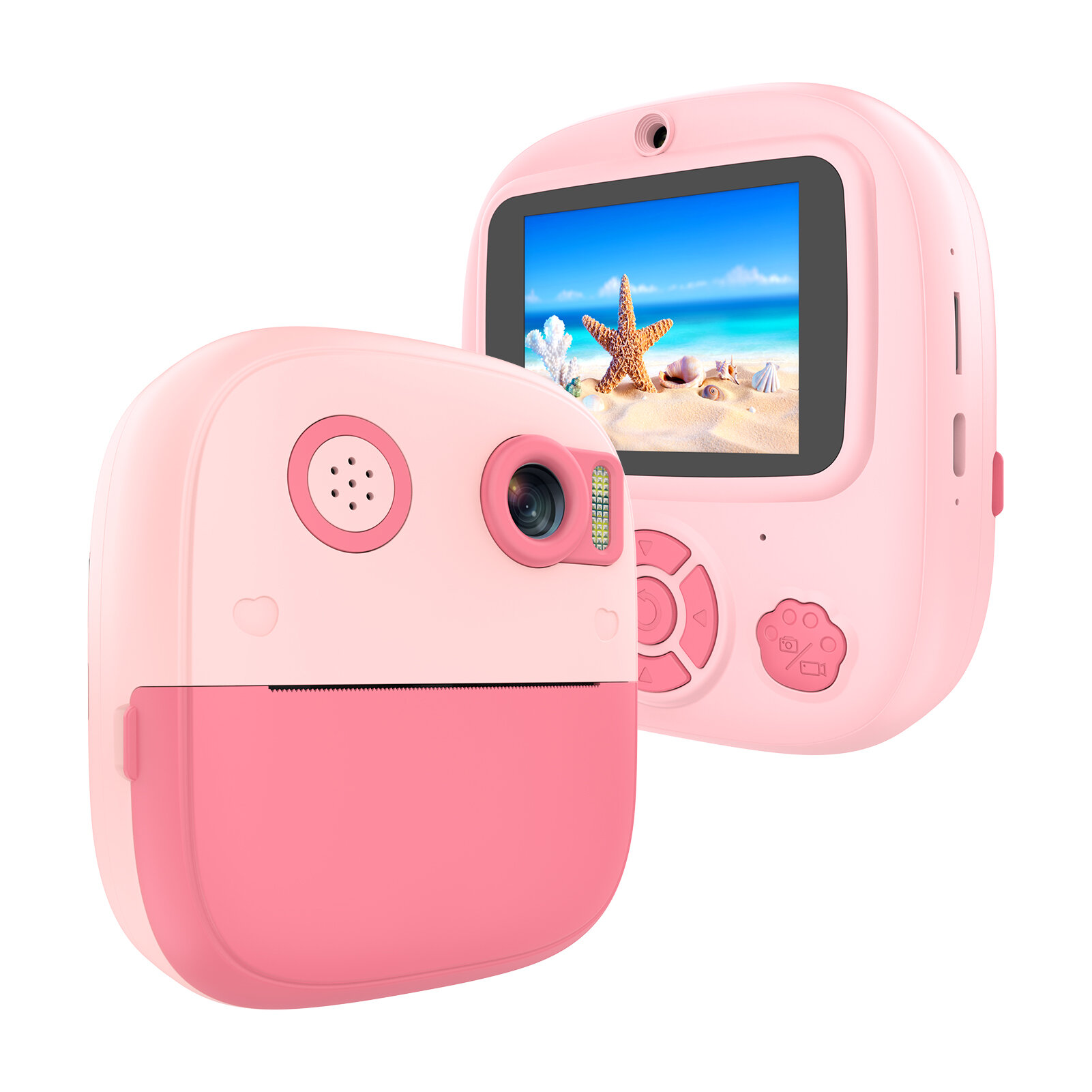 Детская камера мгновенной печати, детская цифровая камера, цифровая видеокамера 1080P, двойной объектив, экран IPS 2,4 дюйма, 8-кратный зум, встроенный аккумулятор, фоторамки с 3 рулонами T