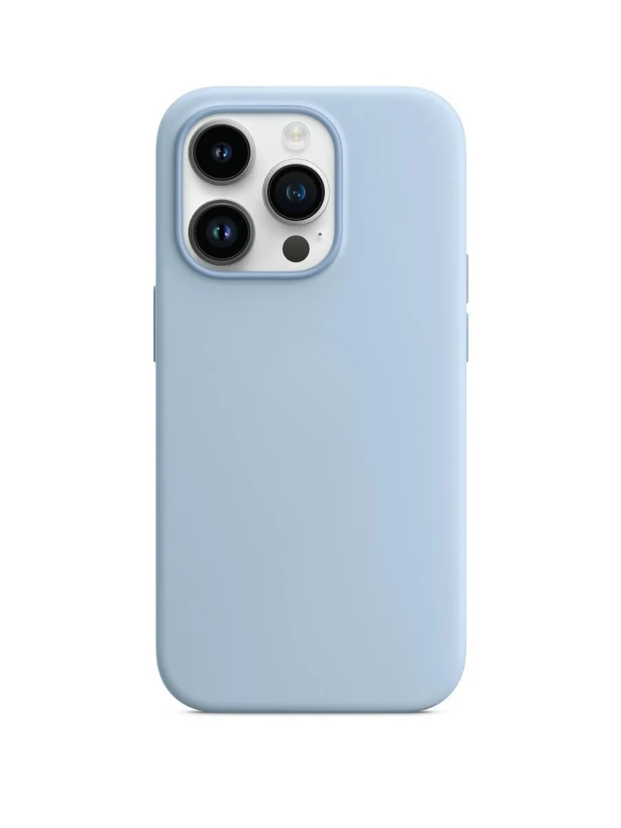 Чехол силиконовый Магсейф для iPhone 14 Pro Sky с анимацией NFC, Silicone case Магсейф для айфон 14 Про - Голубой