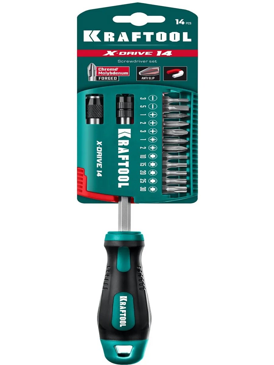 X-Drive-14, 14 предм, отвертка-битодержатель