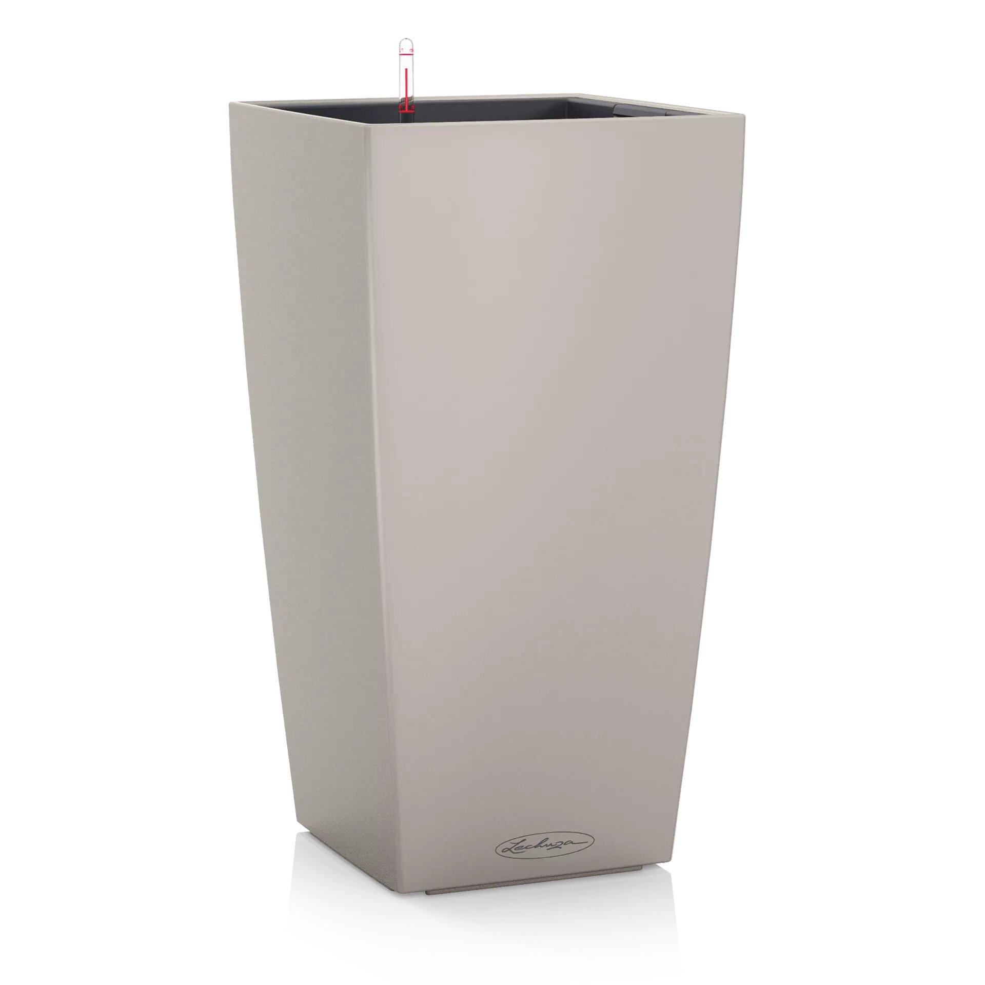 Кашпо Lechuza Cubico Color 30 с автополивом, L30 W30 H56, песочно-коричневый/Горшок с автополивом 14л