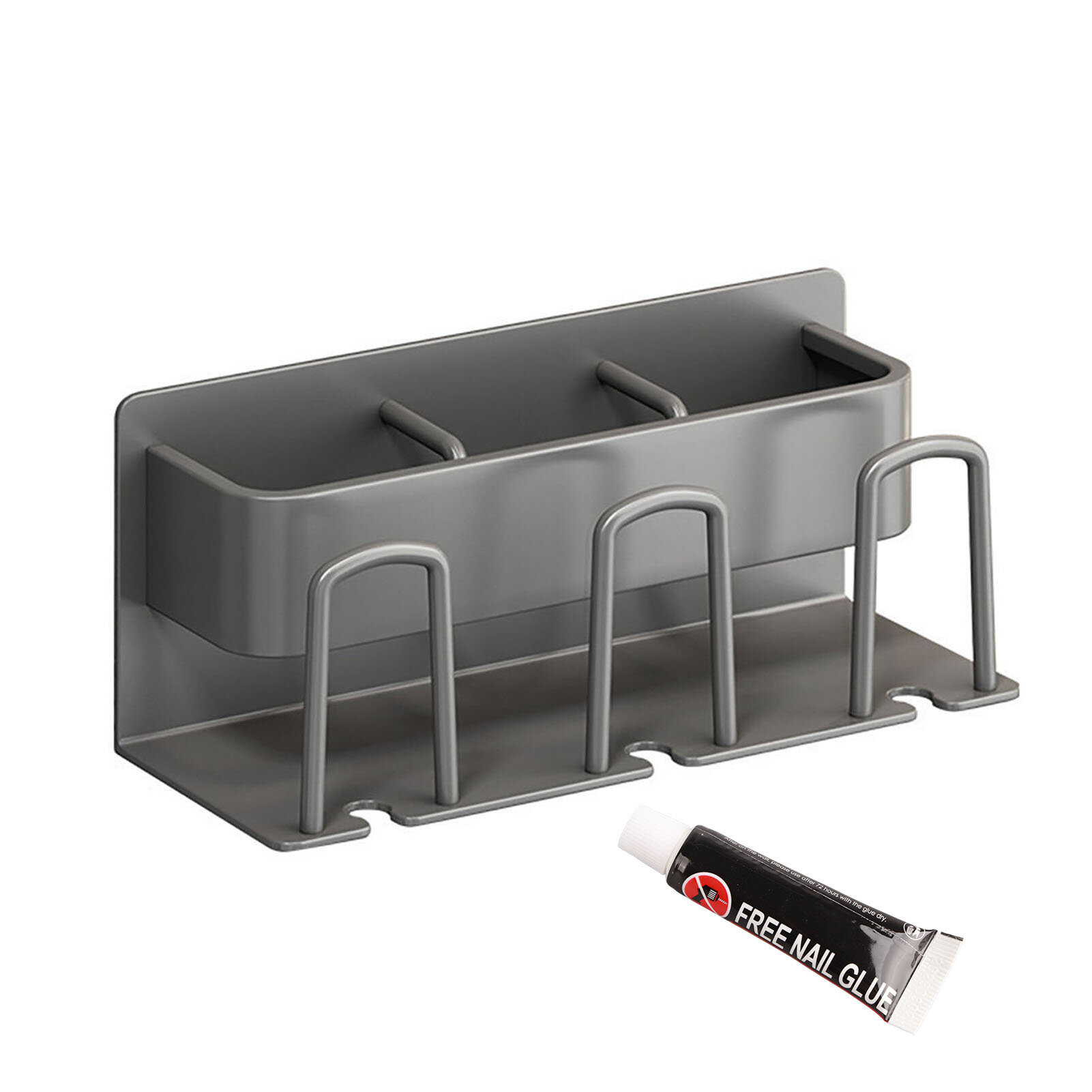 Подставка для зубных щеток, настенная, без перфорации, экономящая место, вешалка для электрических зубных щеток, аксессуары для ванной комнаты, серая, 3 чашки