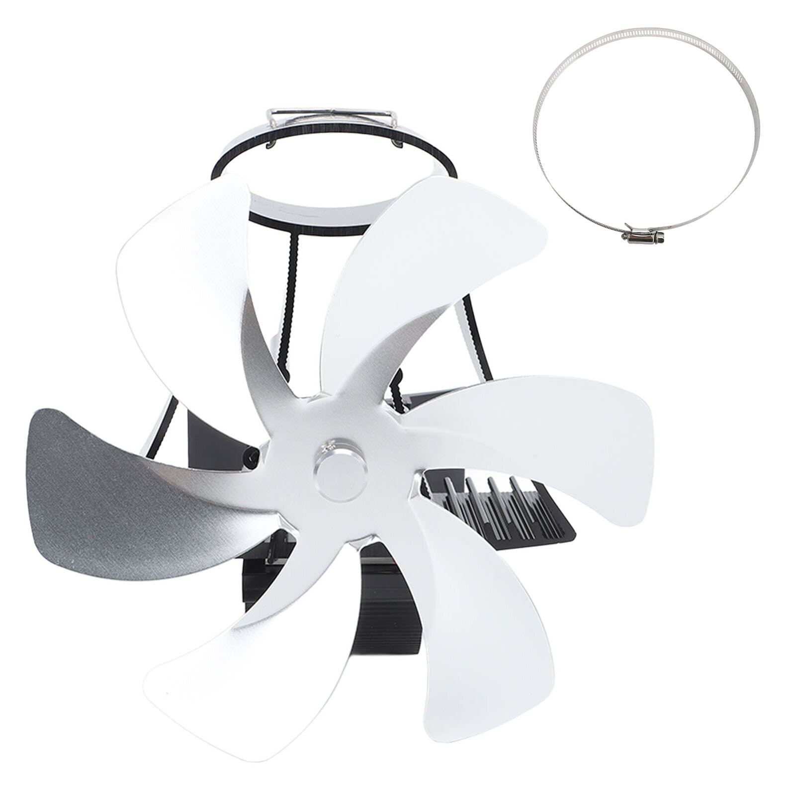 6-лопастной настенный магнитный вентилятор для печи с термоприводом, магнитное крепление на дымоход камина, для дровяных печей и каминов, серебристый цвет