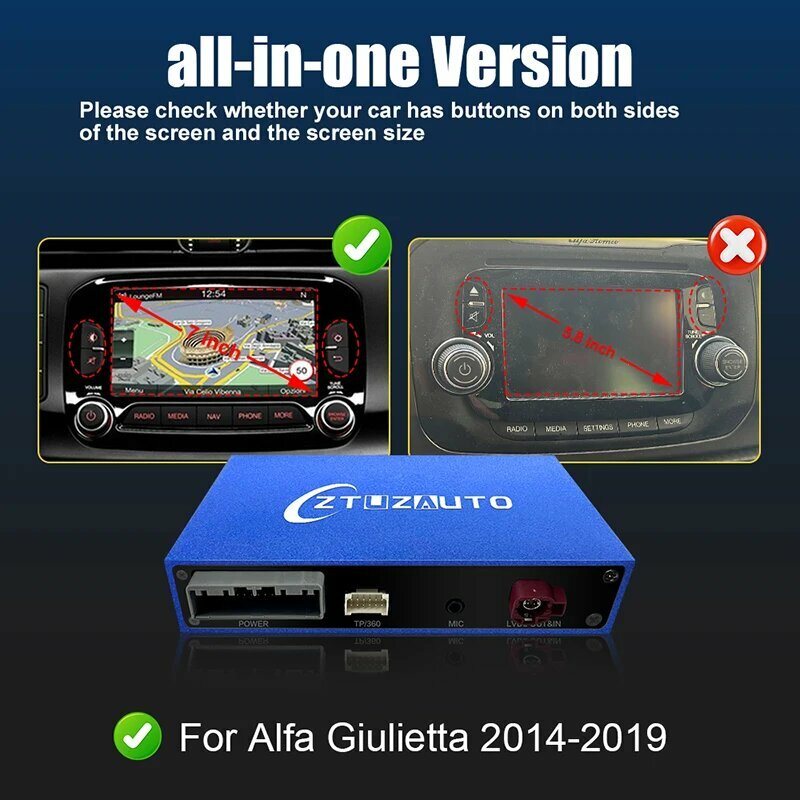 Новый беспроводной модуль CarPlay для Alfa Giulietta 7' 2014-2019, поддержка CarPlay, Android Auto, Mirror Link, камеры заднего вида и DSP.