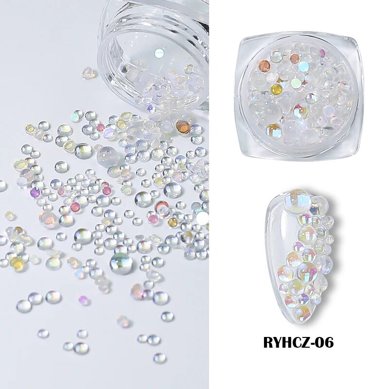 3D-дизайн Для Ногтей: Цветные Стразы, Хрустальные Бусины, Прозрачные Блестящие Элементы Для Маникюра