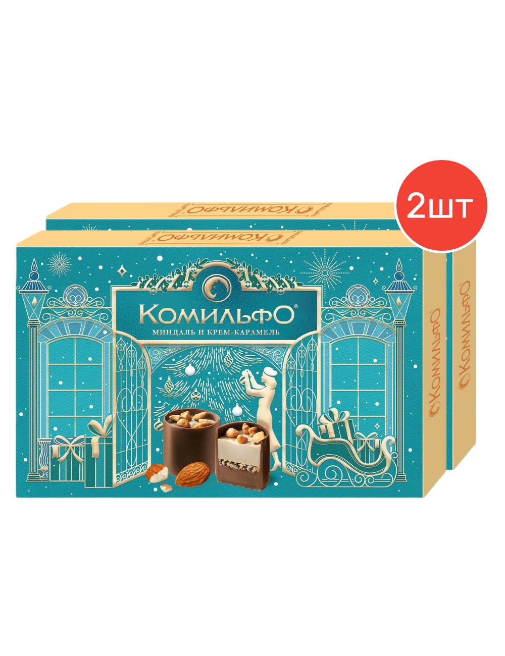 Конфеты шоколадные в коробке "Комильфо" миндаль и крем-карамель 116г 2 шт