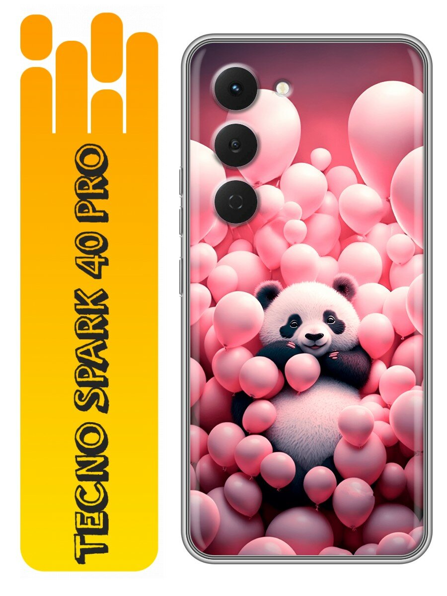 Чехол для Tecno Spark 40 Pro с принтом Панда для девочек (Техно Спарк 40 Про)
