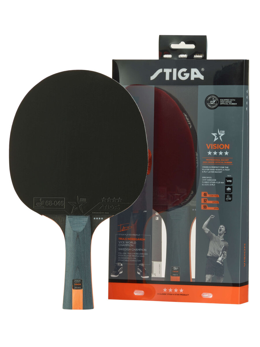 Ракетка для настольного тенниса Stiga Vision 4*, ручка коническая