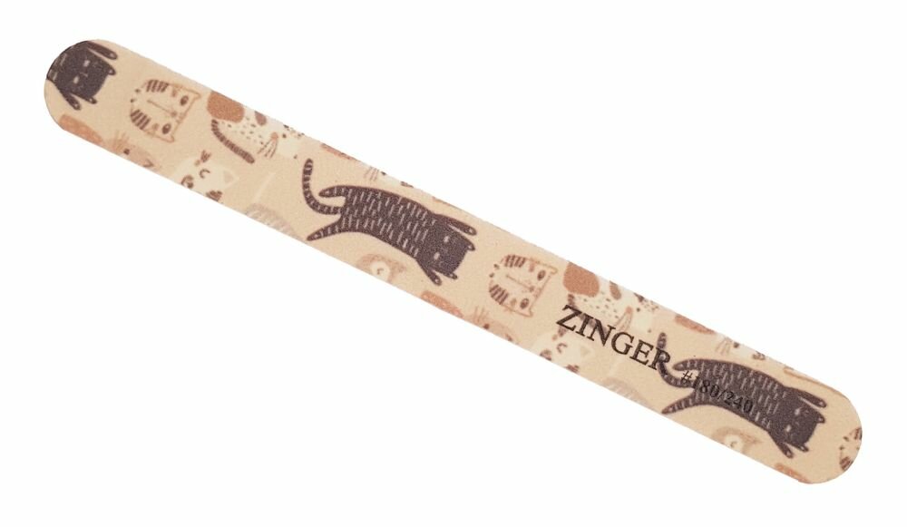 Пилка абразивная для ногтей двусторонняя Zinger UT-401, 180/240 грит, «с котами»