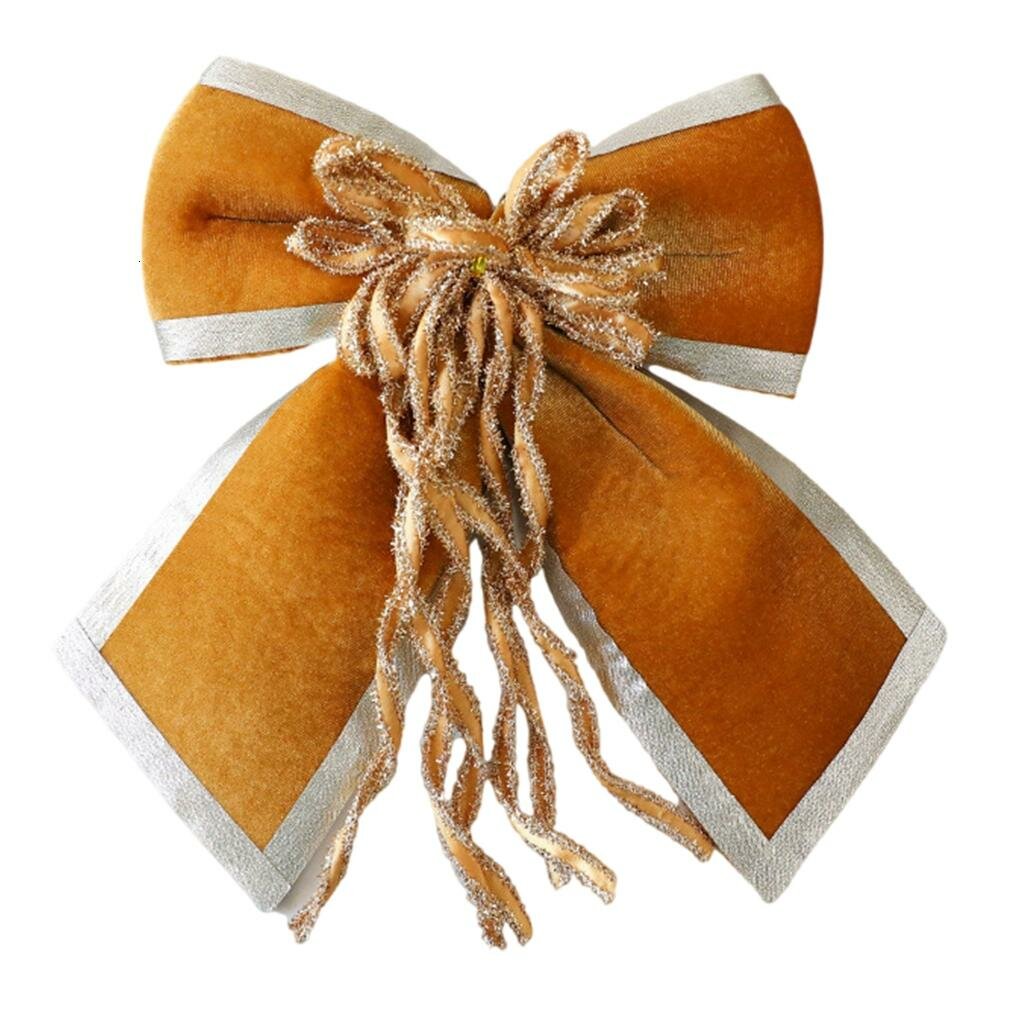 Рождественская сцена макет ткани украшение Рождественской елки бантом кулон-Золотистый серпантин цвета шампанского 25 см