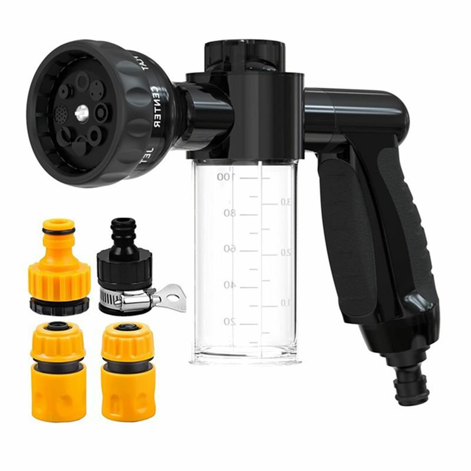 Набор инструментов для купания домашних животных 8-в-1 с распылителем высокого давления и 4 насадками. Многоцелевой водяной пистолет для мытья собак, чистки автомобилей и полива растений.