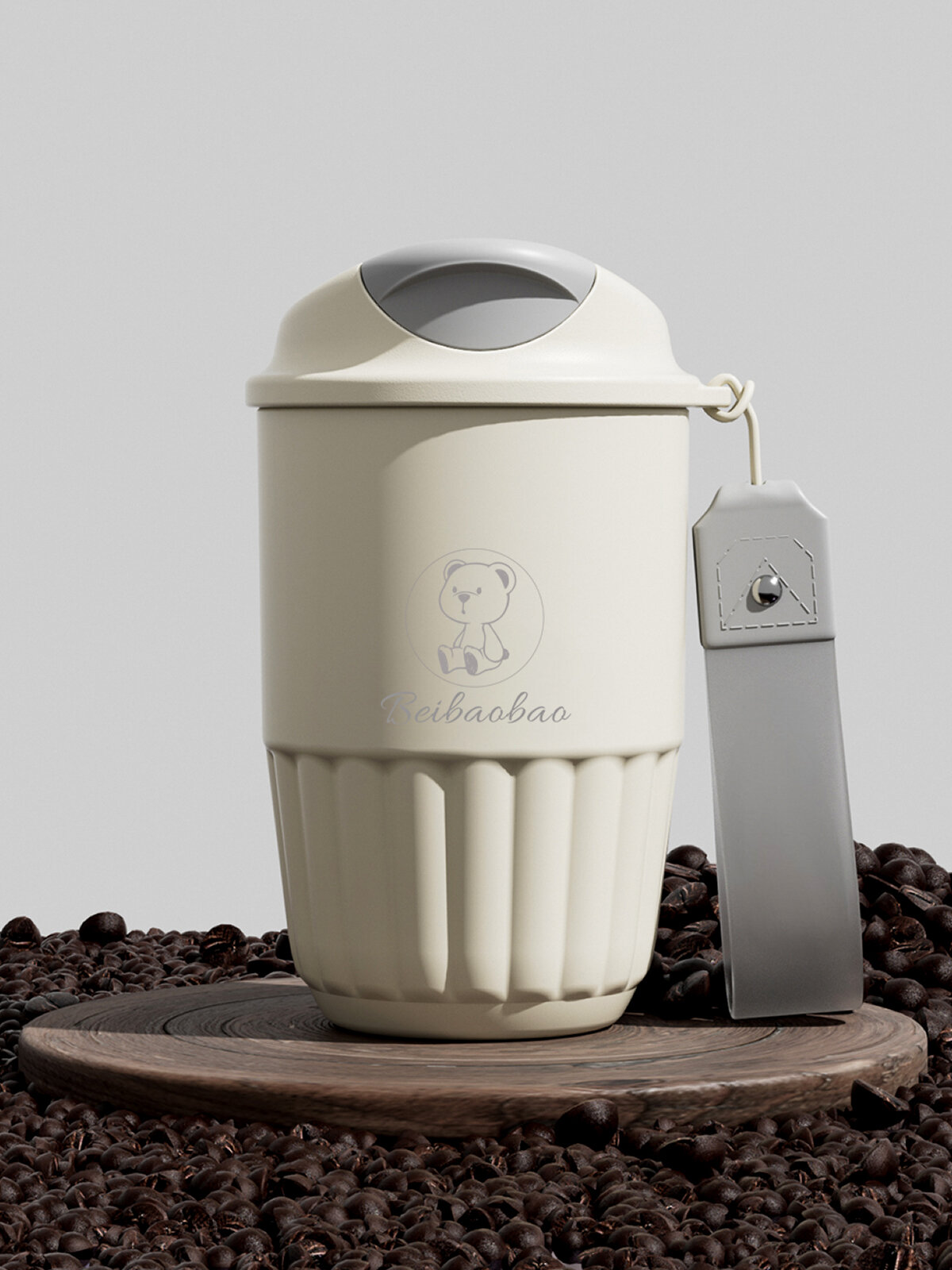 Термокружка для кофе и чая Beibaobao / нержавеющая сталь + керамика / 410 мл, белый