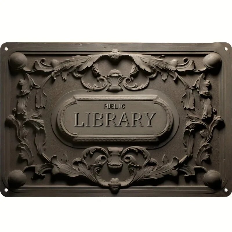 Металлическая табличка "Public Library" 40x30 см, цвет 3