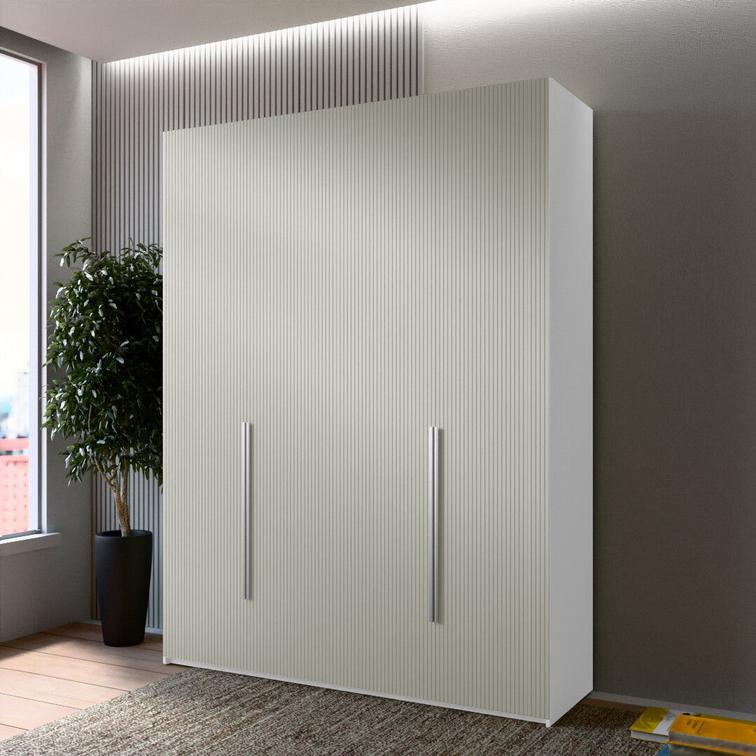 Шкаф Эдель МДФ четырехсекционный Лайн керамика / Белый Фасадный NOW 230*45*220 см Фиеста