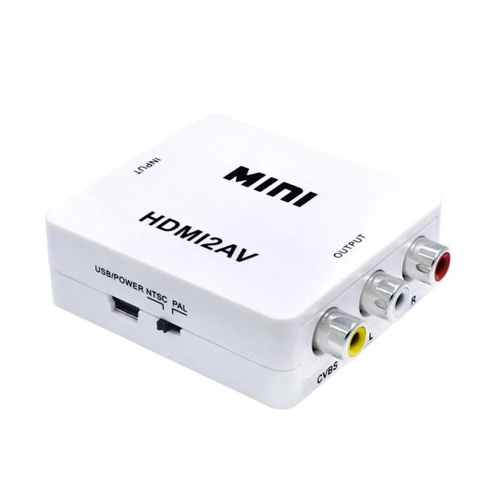 FUcopales Mini HDMI2AV Converter 1080p Белый, White
