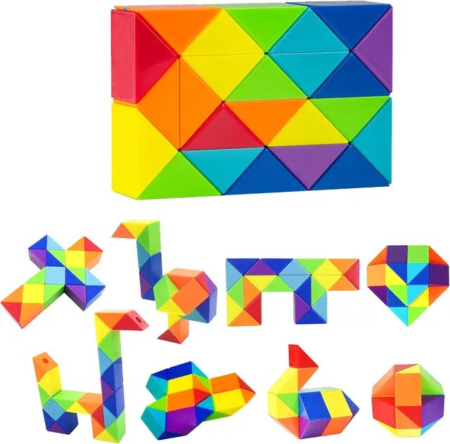 Обучающая игрушка-спиннер в форме змеи, 24 клина, большая радужная волшебная змея, детский подарок, сувенир на вечеринку, наполнитель для рождественского носка