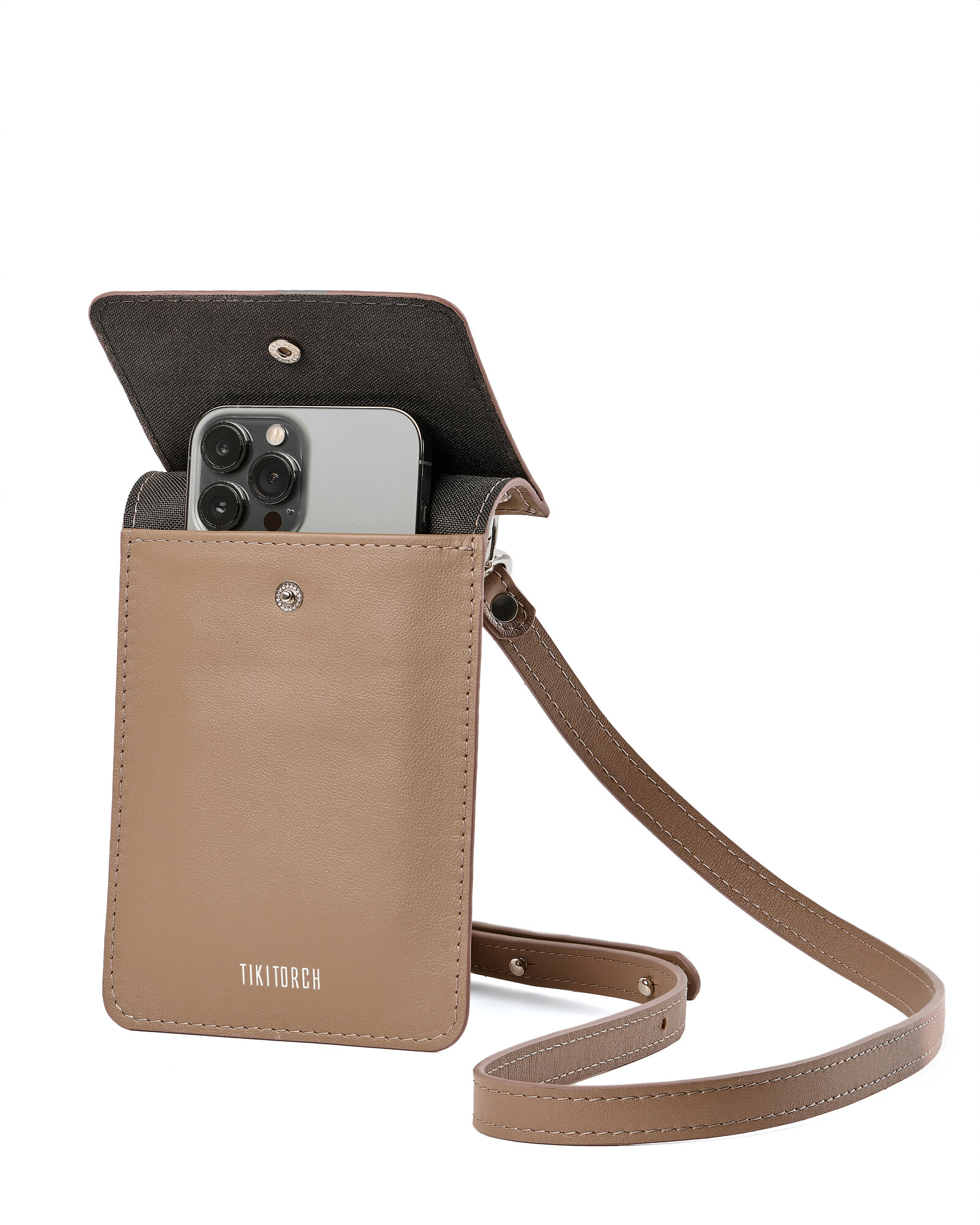 Сумка для телефона TIKITORCH, унисекс, бежевая, натуральная кожа
