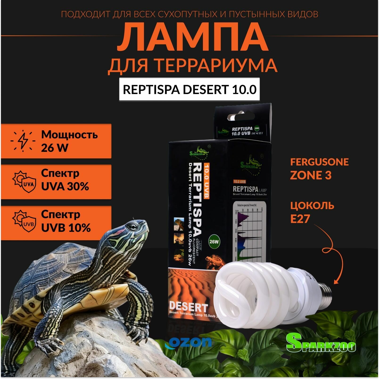 Лампа для террариума SPARKZOO REPTISPA E27 10 26W