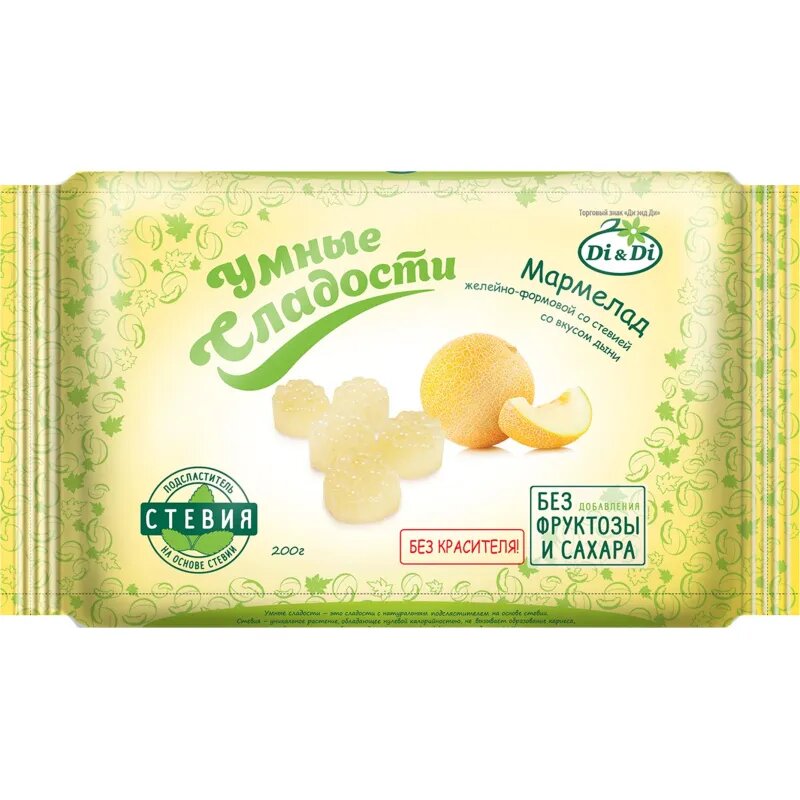 Мармелад Умные сладости Di&Di желейно-формовой со вкусом дыни, стевия,200г
