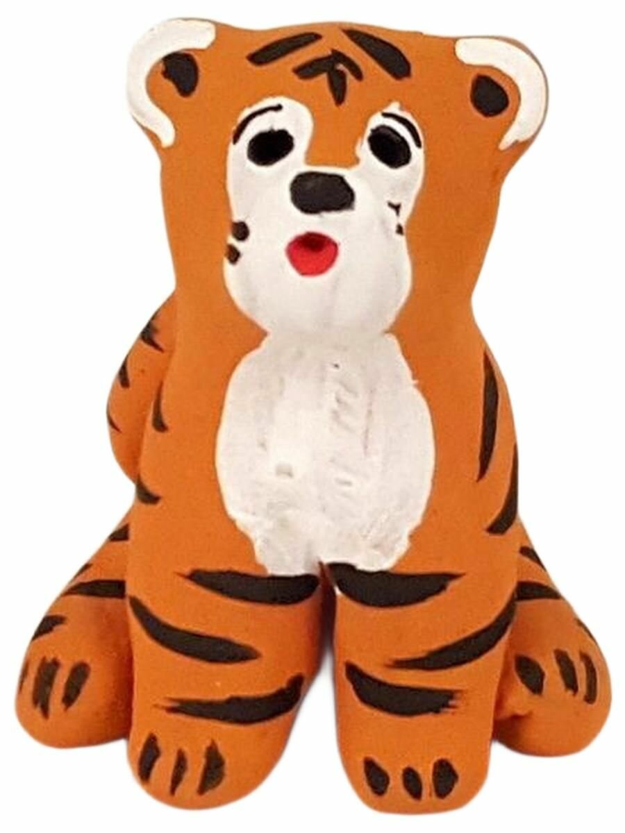 Тигренок-2, Каргопольская глиняная игрушка, ручная авторская работа