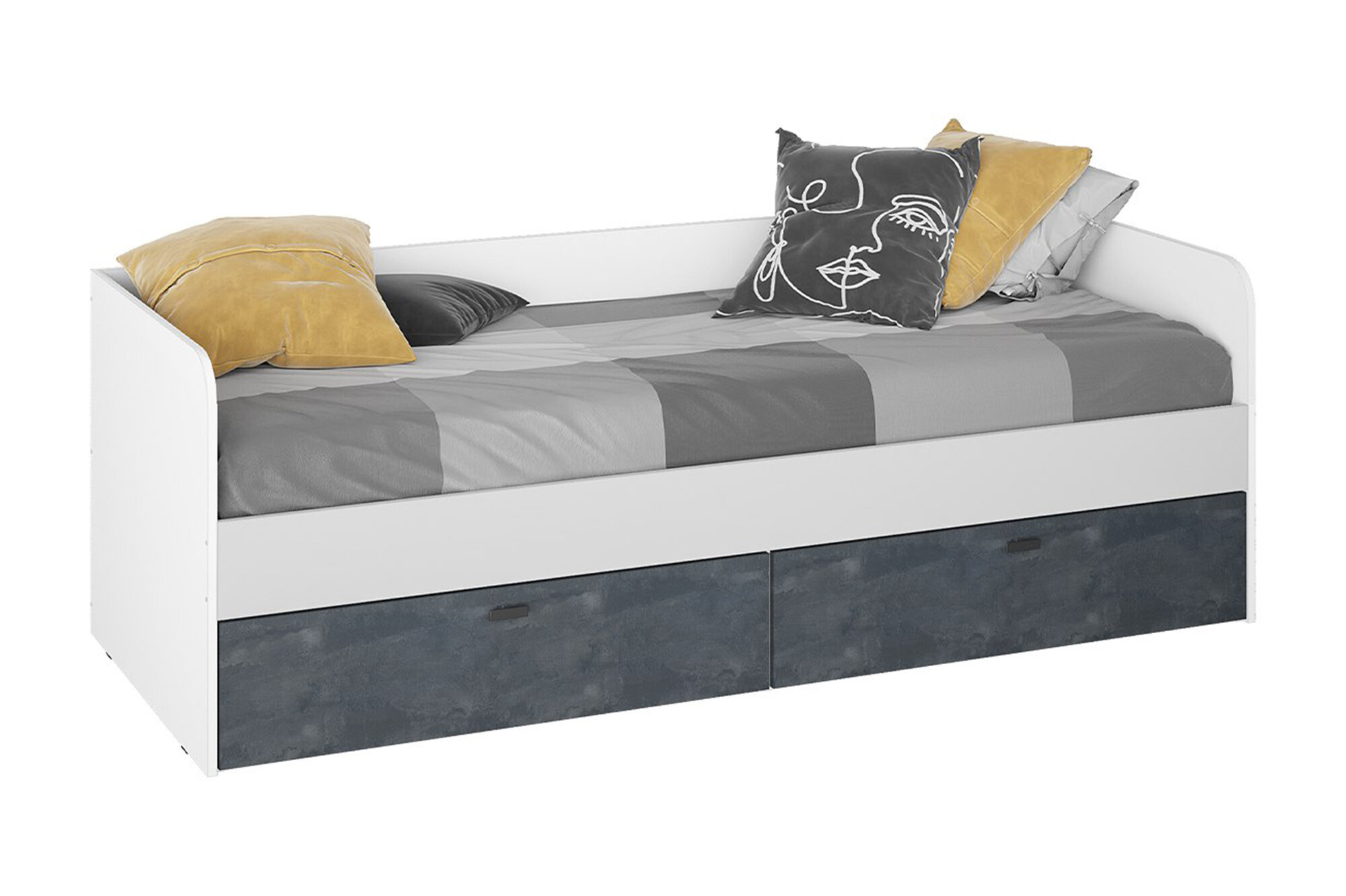 Кровать детская Нонтон Накки, 80x200 см, настил, белый / серый / угольный камень