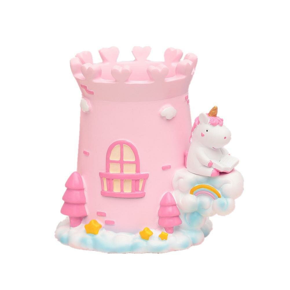 Pen Holder Resin Castle Pencil Organizer Brush Scissor Storage Desktop Decoration