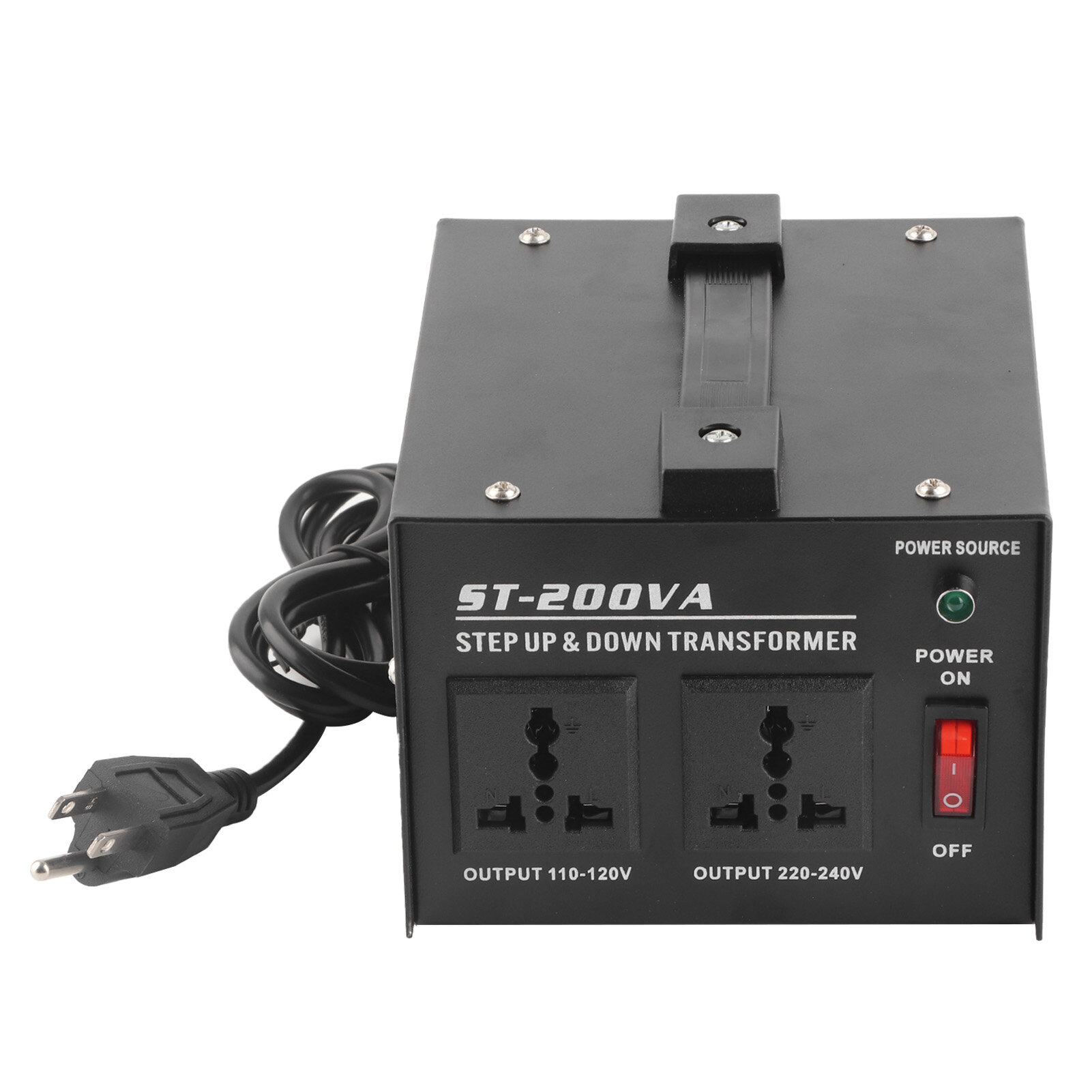 Преобразователь напряжения 200 Вт, силовой трансформатор с 2 универсальными розетками, понижающий и повышающий адаптер для электронных приборов для домашнего использования