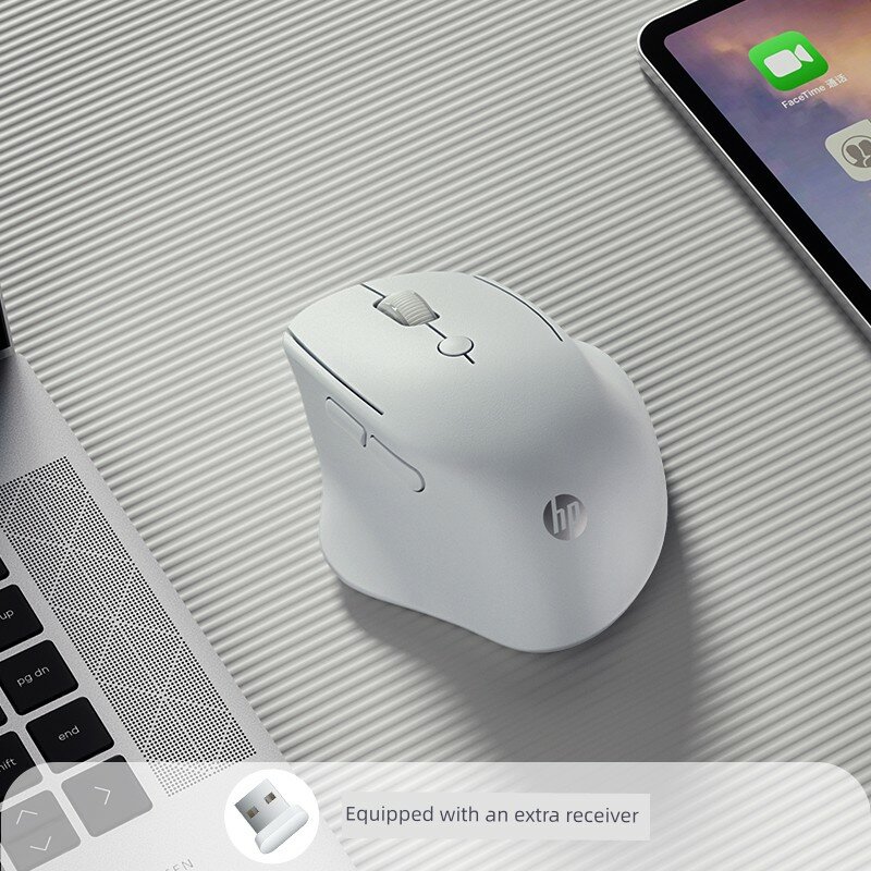 Беспроводная мышь HP, эргономичная, для офиса, с зарядкой, бесшумная, для ноутбука, Bluetooth-мышь Матовый белый —