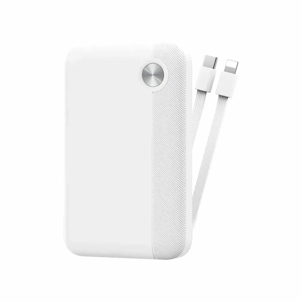 Внешний аккумулятор WiWU wi-p060 со встроенным двойным кабелем, 10000mah, белый