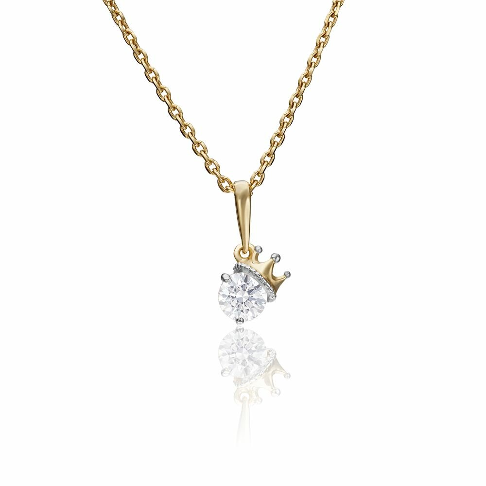 Подвеска, желтое золото, 585 проба, родирование, фианит