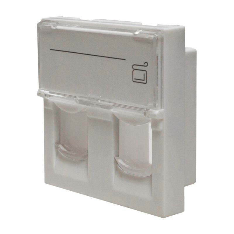 Панель лицевая 2 порта 45х45 Keystone шторки откидное маркиров. окно (DIY) SUPRLAN 10-0302-1
