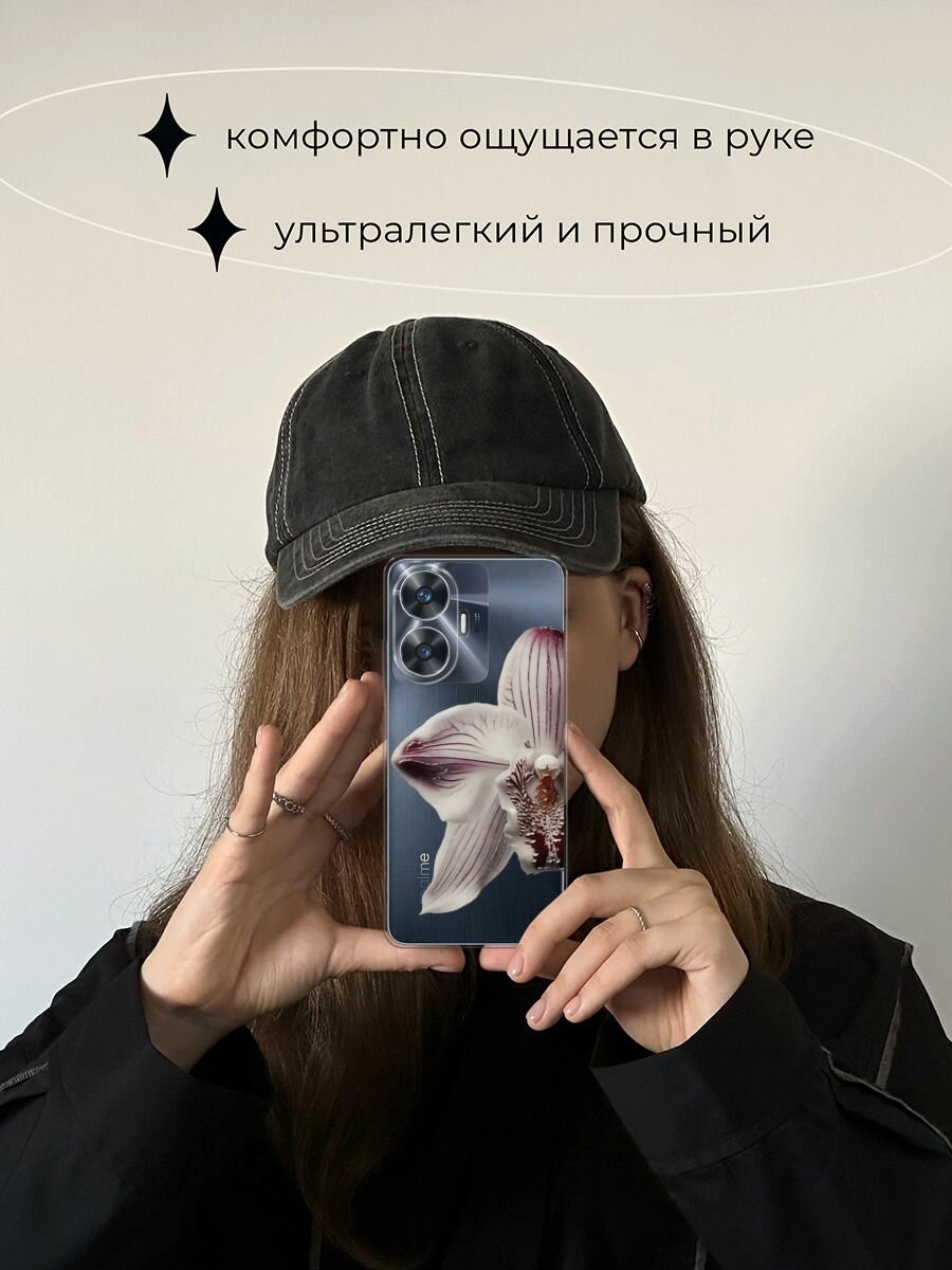 Силиконовый чехол на Realme C55 / Реалми C55 с принтом Белая орхидея — фото 1