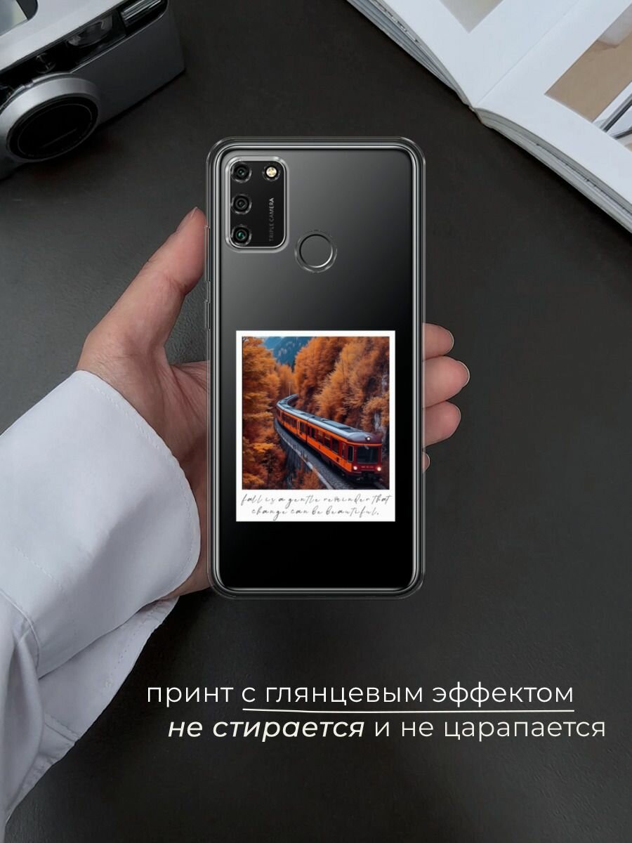 Силиконовый чехол на Honor 9A / Хонор 9А с принтом Дорога в осень — фото 1