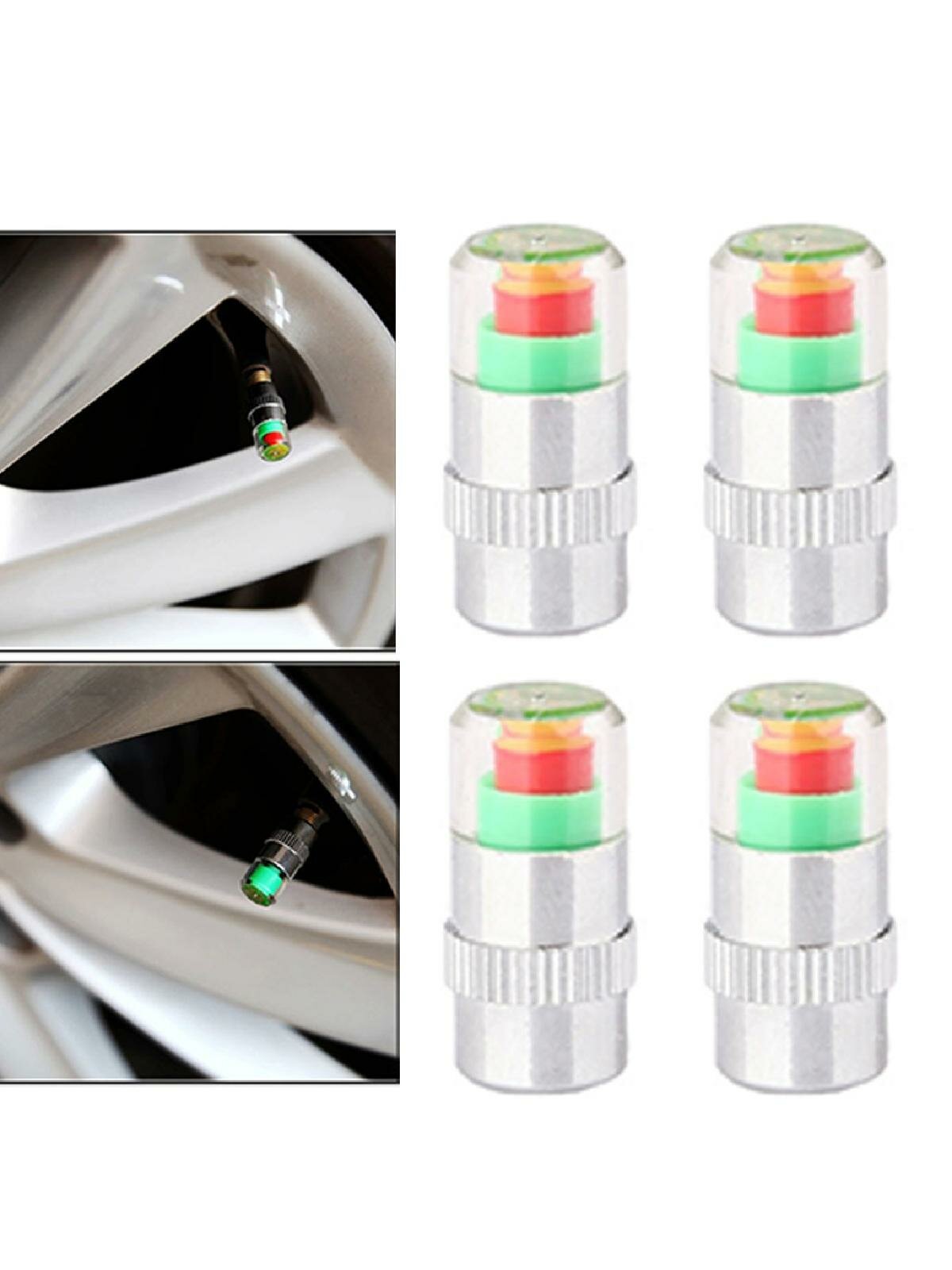 Автоматический датчик давления в шинах Оповещение индикатора крышки датчика давления воздуха 4шт